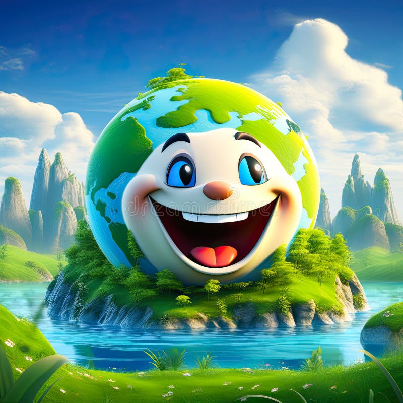 Happy Earth Planet. World Environment Day Creative Concept Stock Photo ...