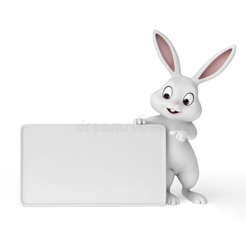 Rabbit Holding Sign Cartoon Illustration Stock Vector - Illustration of ...