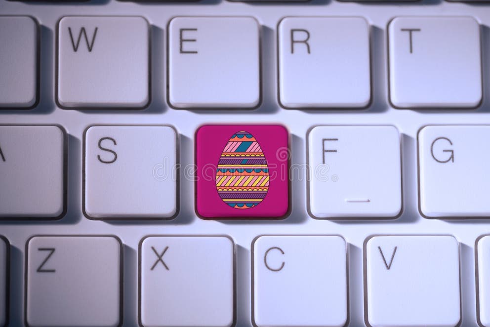 Happy Easter Against Pink Key on Keyboard Stock Illustration ...