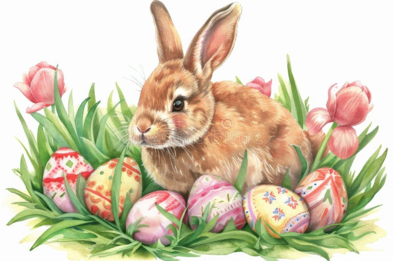 Happy Easter Alleluia Eggs Puffy Basket. White Turquoise Winter Bunny ...