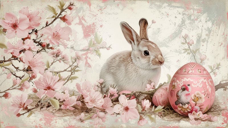 Happy Easter Ard, Banner, Border with Easter Rabbit, Eggs, Spring ...