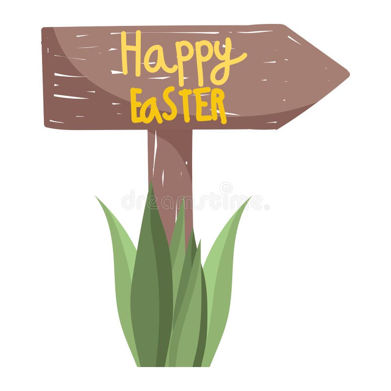 Happy Easter Arrow Sign and Leaves White Background Stock Vector ...