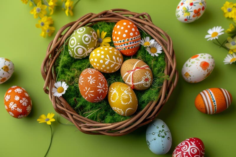 Happy Easter Artistic Expression Eggs Jesus Basket. White Easter Brunch ...