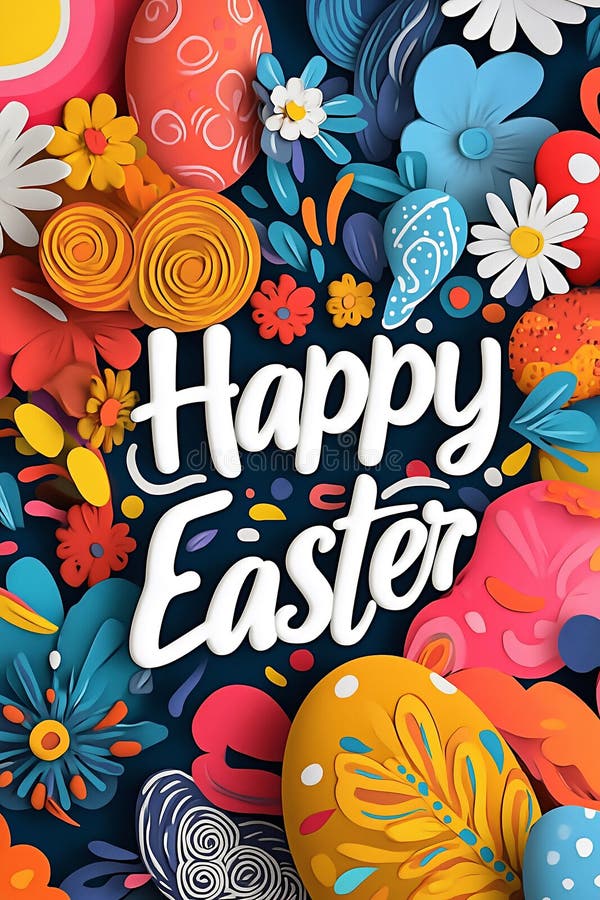 Happy Easter: Artistic Easter Greeting Card with 3D Paper Floral and ...