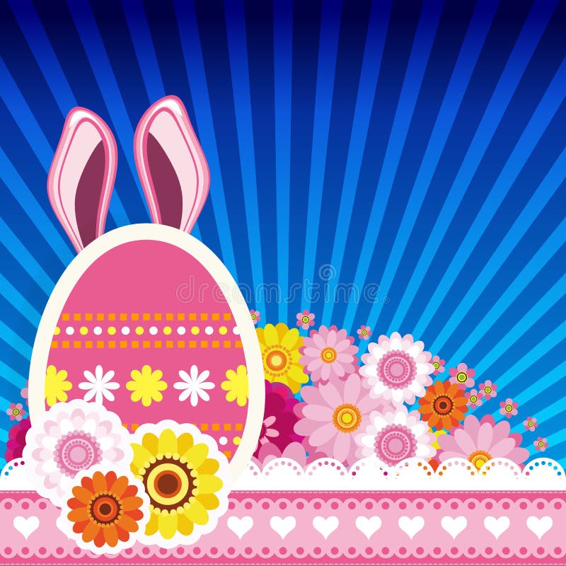 Happy Easter Background with Egg, Bunny Ears. Colorful Celebration ...