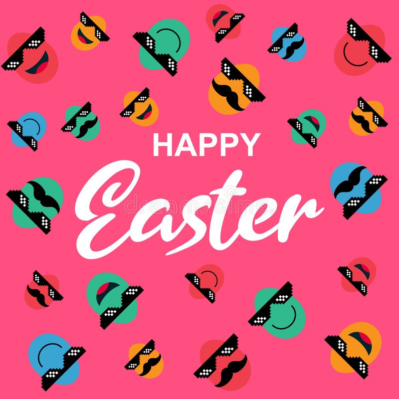 Happy Easter Background, Happy Egg with Pixel Sunglasses, Holiday ...