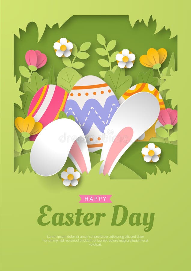 Happy Easter Background with Paper Cut Easter Elements. Stock Vector - Illustration of design ...