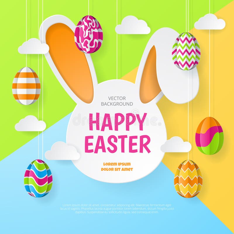 Happy Easter Background. Paper Cut Style. Stock Vector - Illustration ...