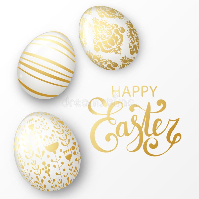 Happy Easter Background with Realistic White Eggs Stock Vector ...