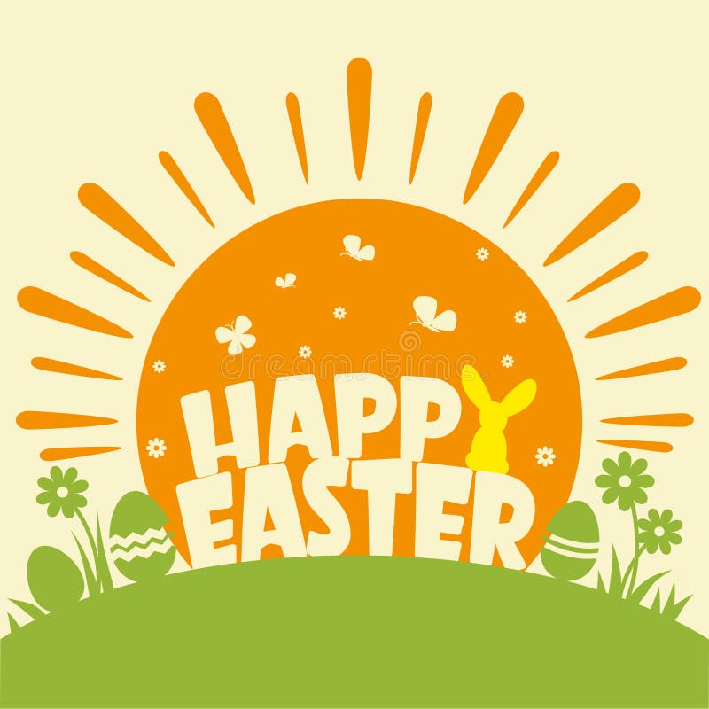 Vector Background with Decoration: Sun, Blue Sky and Clouds Stock ...