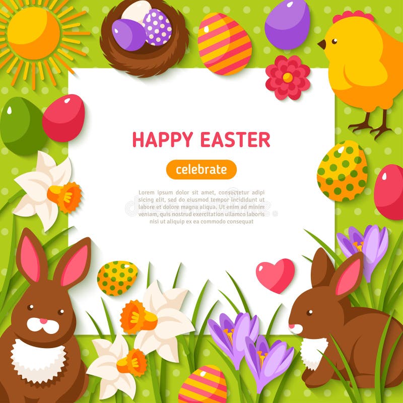 Happy Easter Background stock vector. Illustration of daffodil - 65587516