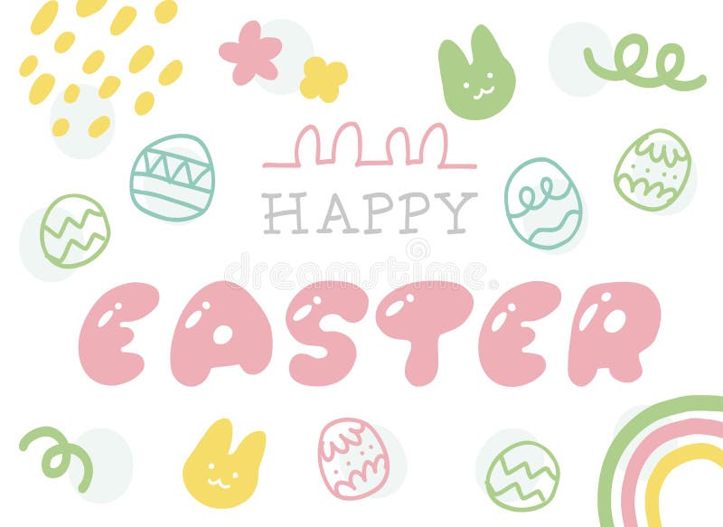 Happy Easter in Balloon-like Rounded Cute Letters. Stock Illustration ...