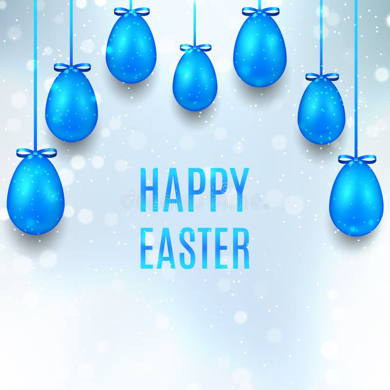 Happy Easter Banner with Blue Eggs Stock Vector - Illustration of ...