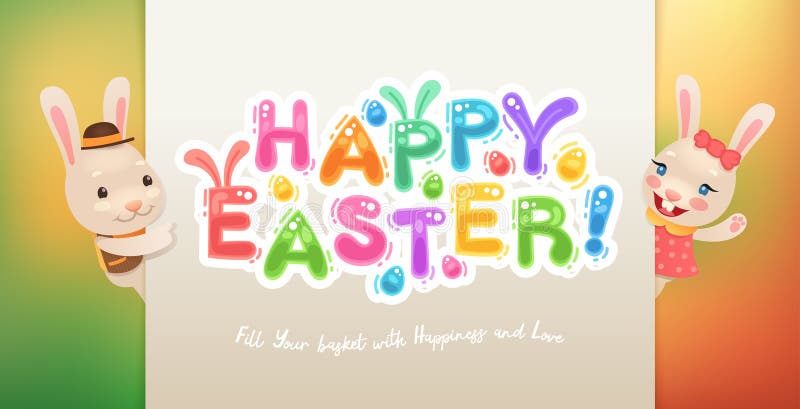 Happy Easter Banner with Bunnies Stock Vector - Illustration of sheet ...