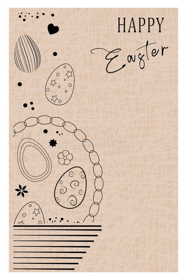 Happy Easter. Banner with Easter Design for Greeting Card on Beige ...