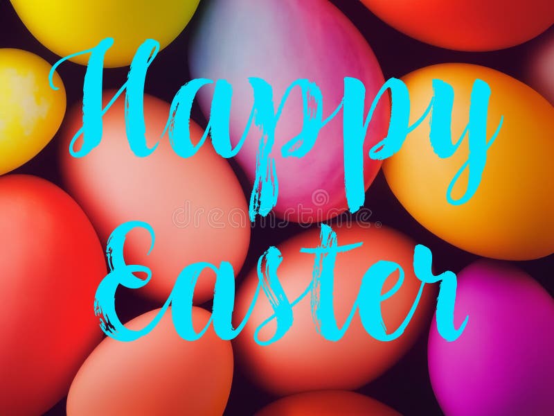 Happy Easter Banner with Multiple Coloured Easter Eggs Stock ...