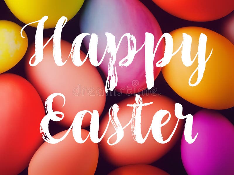 Happy Easter Banner with Multiple Coloured Easter Eggs Stock ...