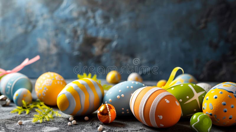 Happy Easter Banner Studio Table Room Product Display with Copy Space ...