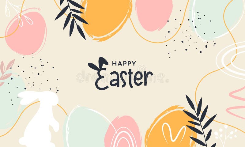 Happy Easter Banner. Trendy Easter Design with Typography and Easter ...