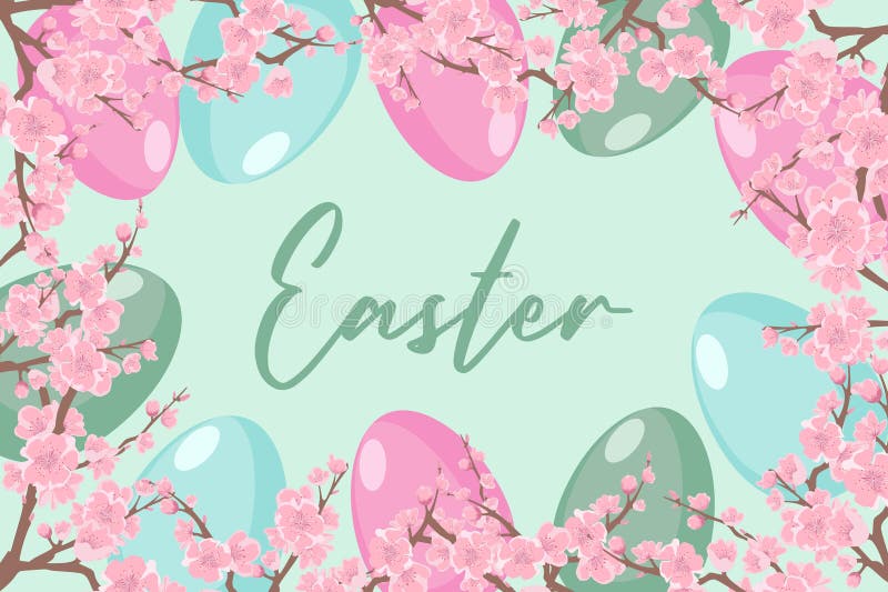 Happy Easter Banner. Trendy Easter Design with Easter Eggs in Pastel ...