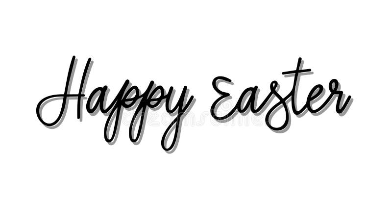 Happy Easter Black Linear Lettering with Swooshes. Hand Drawn Elegant ...