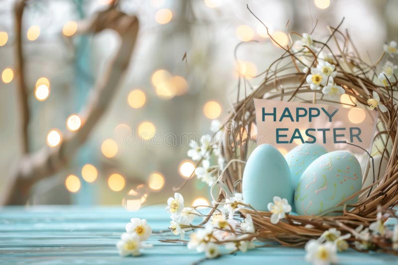 Happy Easter Easter Blessing for Children Eggs Disciples Basket. White ...