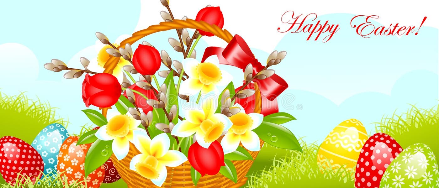 Ribbon Easter Flowers Border Stock Illustrations – 857 Ribbon Easter ...