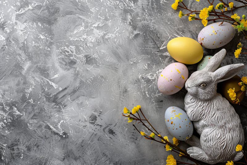 Happy Easter Brush Techniques Eggs Easter Bunny Plates Basket. White ...