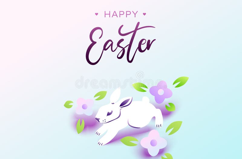 Happy Easter Bunny Banner. Trendy Easter Design with Typography, Spring ...