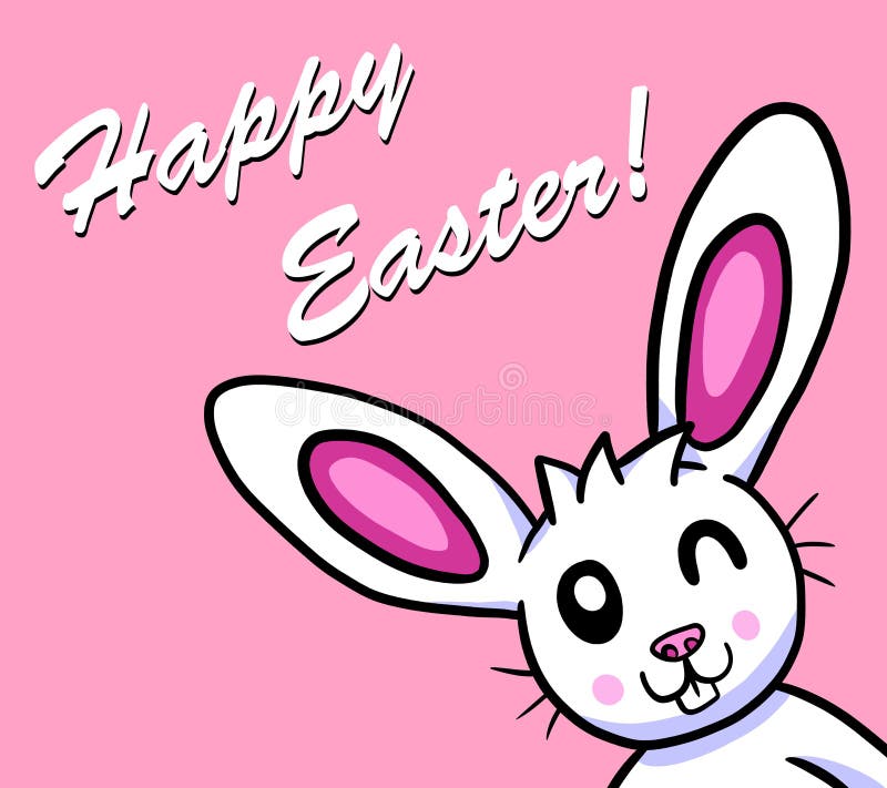 Happy Winking Easter Bunny Card Stock Illustration - Illustration of ...