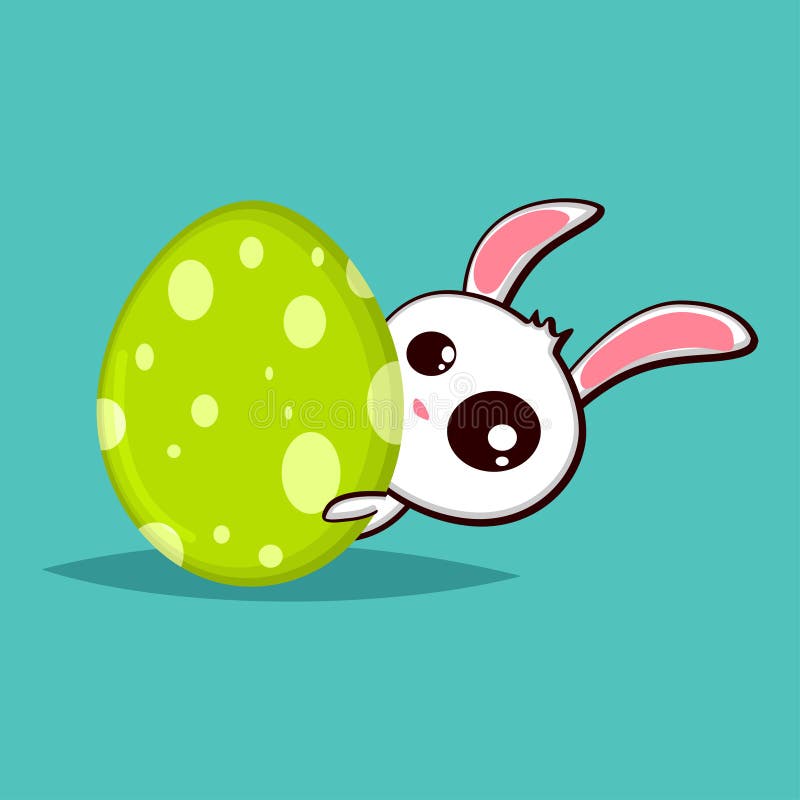 Happy Easter Bunny with Easter Egg Vector Cartoon Illustration Stock ...