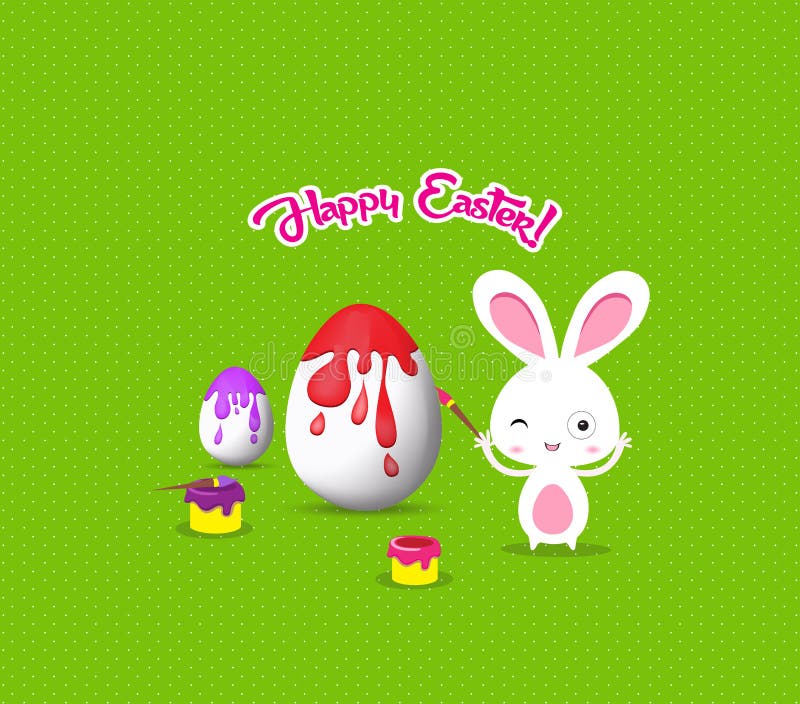 Happy Easter with Bunny Eggs Painting Colorful Stock Vector ...