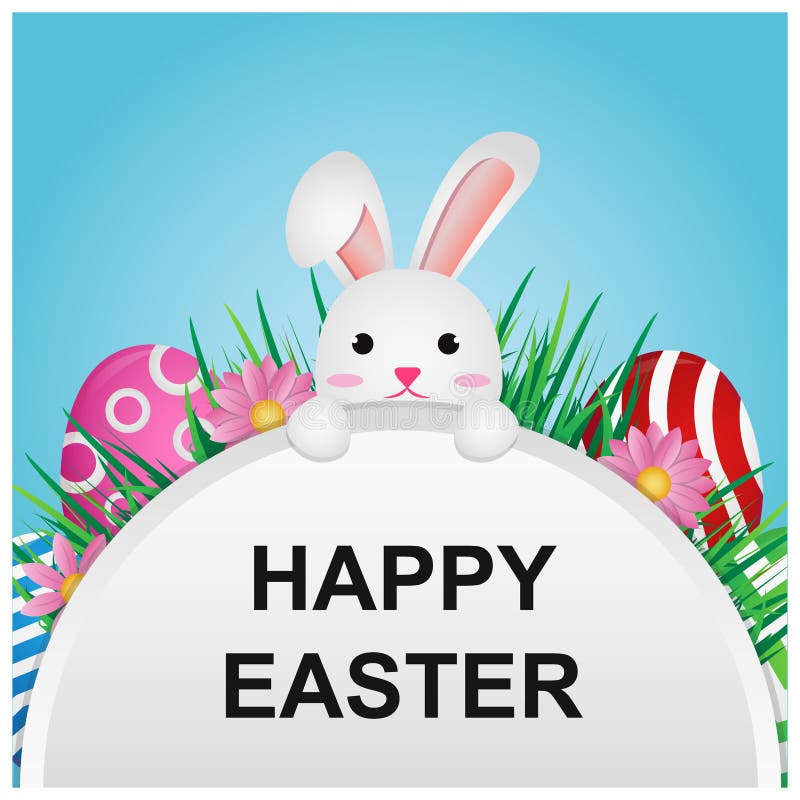 Happy Easter Bunny and Eggs Vector Illustration Stock Illustration ...