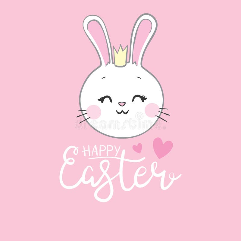 Happy Easter Bunny Illustration. Cute Rabbit Cartoon Character Stock ...