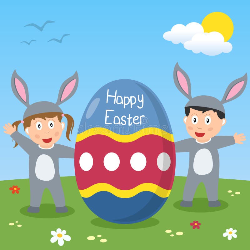 Happy Easter Bunny Kids stock vector. Illustration of costume - 28837915