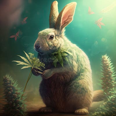 Happy Easter Bunny, Rabbit Smoking Marijuana Joint. Generative AI Stock ...