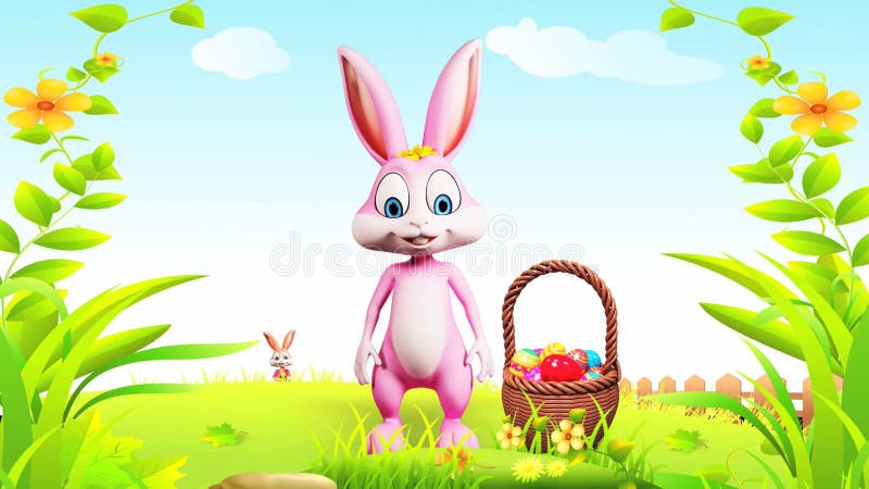 Happy Easter Bunny Saying Hello with Sign Stock Footage - Video of ...
