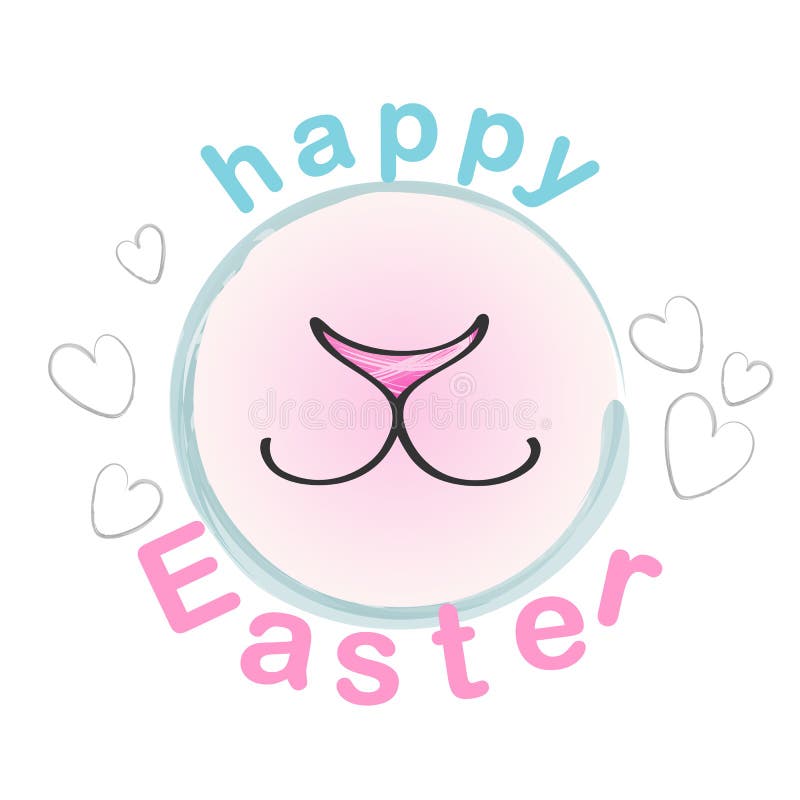 Happy Easter Bunny. Vector Greeting Card with Rabbit Cute Nose and ...