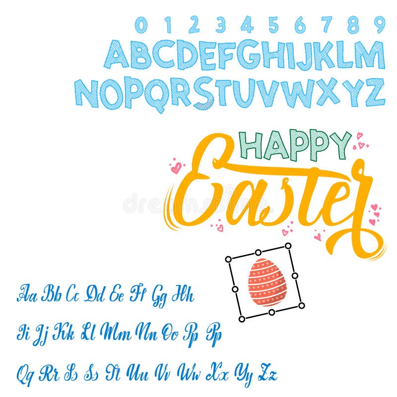 Happy Easter - Font. Vector Alphabet.Hand Lettering Script Font ...