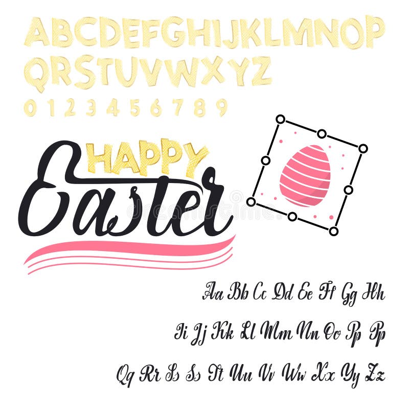Happy Easter - Font. Vector Alphabet.Hand Lettering Script Font ...