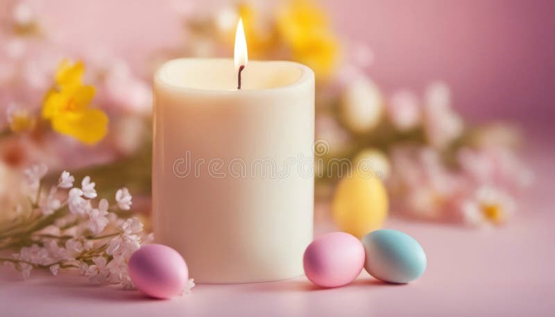 Happy Easter Candle with Copy Space Stock Photo - Image of burning ...