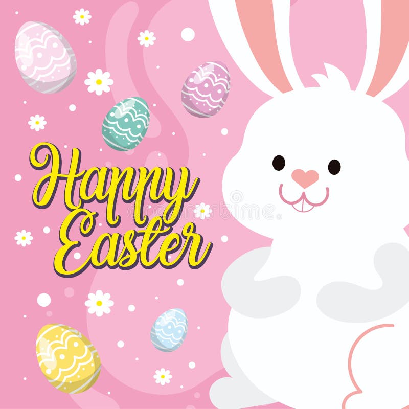 Happy Easter Car Bunny and Easter Eggs Vector Stock Illustration ...