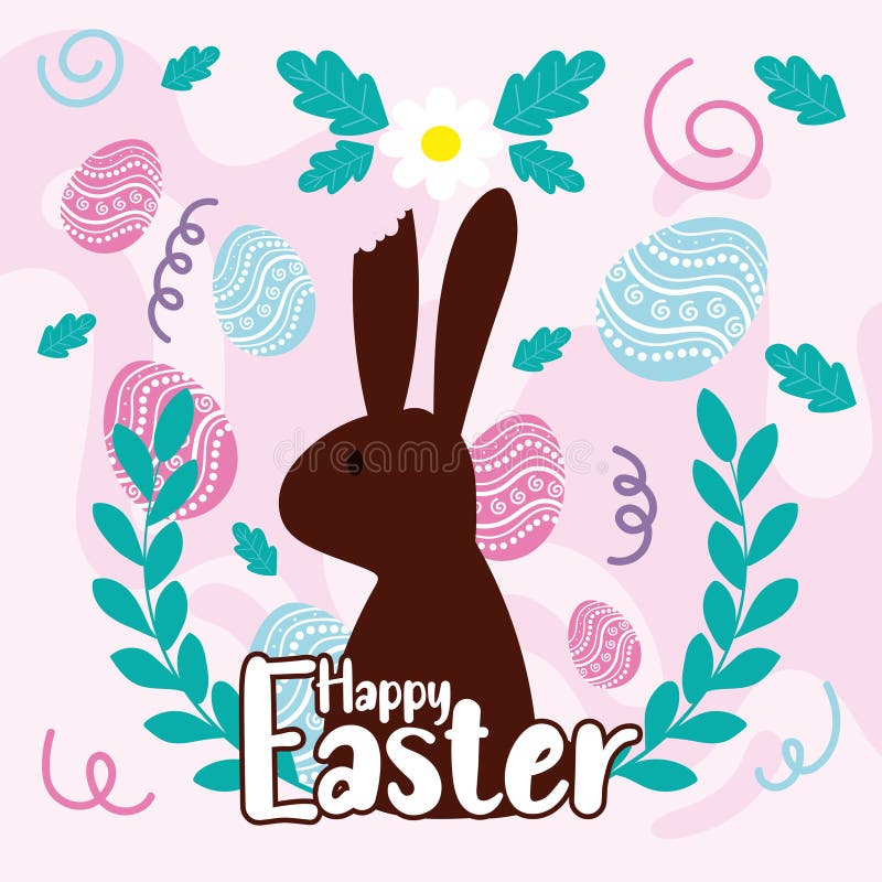 Happy Easter Car Bunny and Easter Eggs Vector Stock Illustration ...