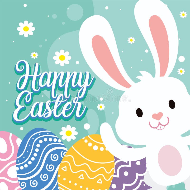 Happy Easter Car Bunny and Easter Eggs Vector Stock Vector ...