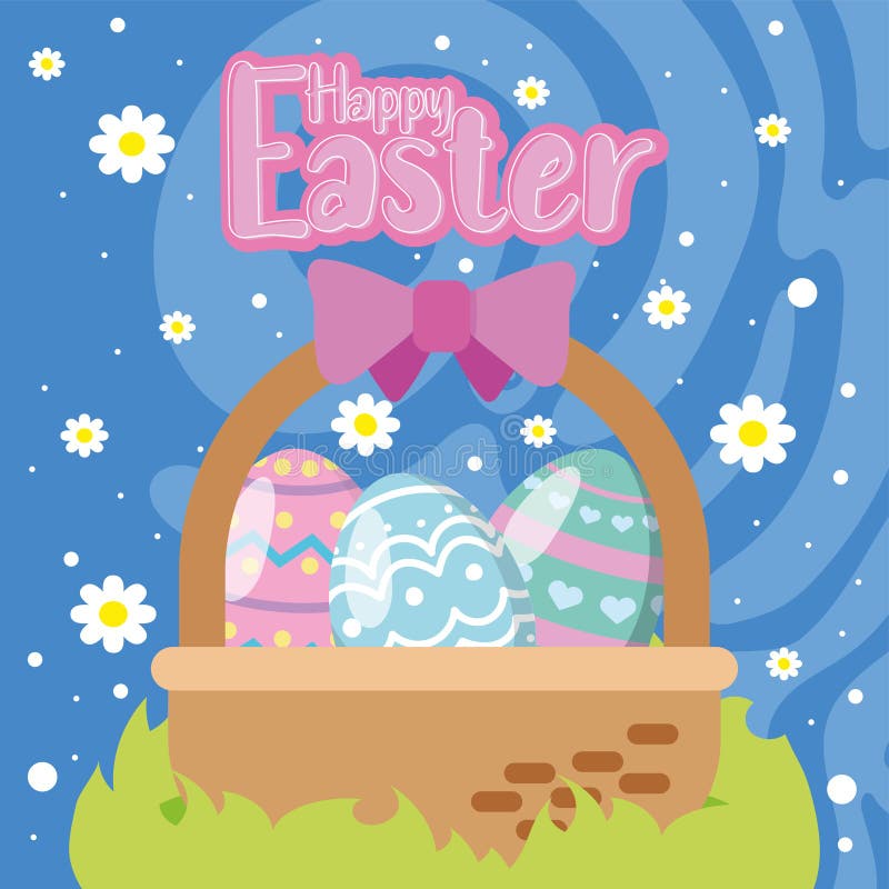 Happy Easter Car Bunny and Easter Eggs Vector Stock Illustration ...