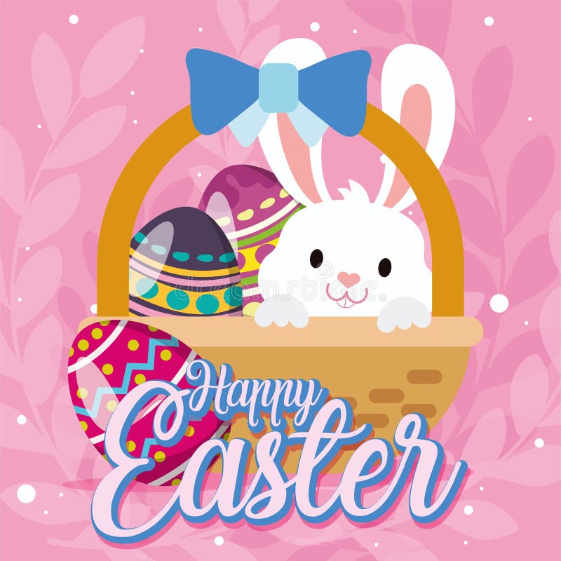 Happy Easter Car Bunny and Easter Eggs Vector Stock Illustration ...
