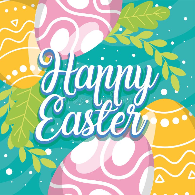 Happy Easter Car Bunny and Easter Eggs Vector Stock Illustration ...