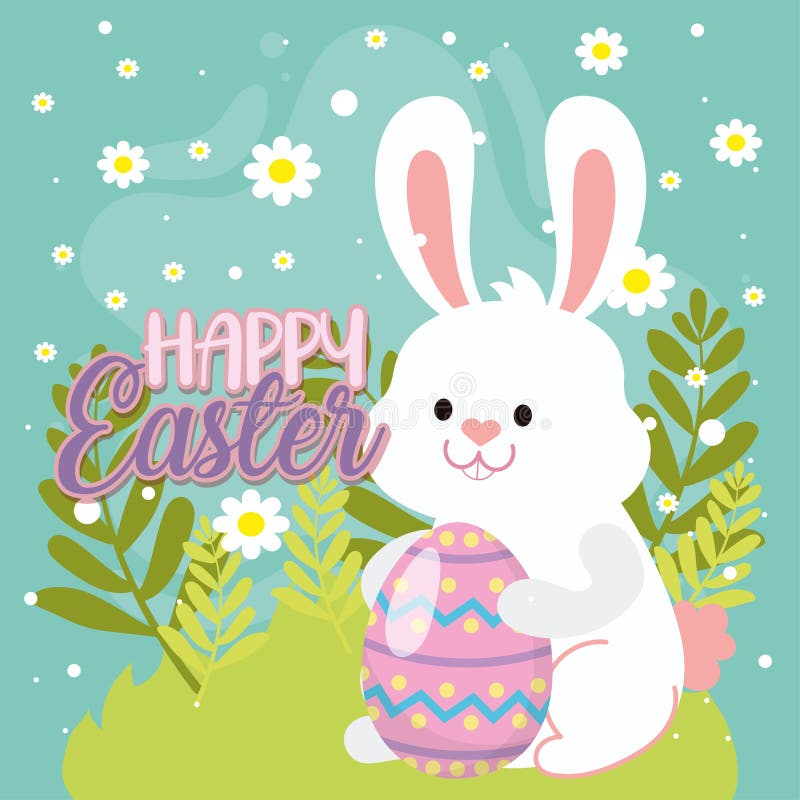 Happy Easter Car Bunny and Easter Eggs Vector Stock Illustration ...