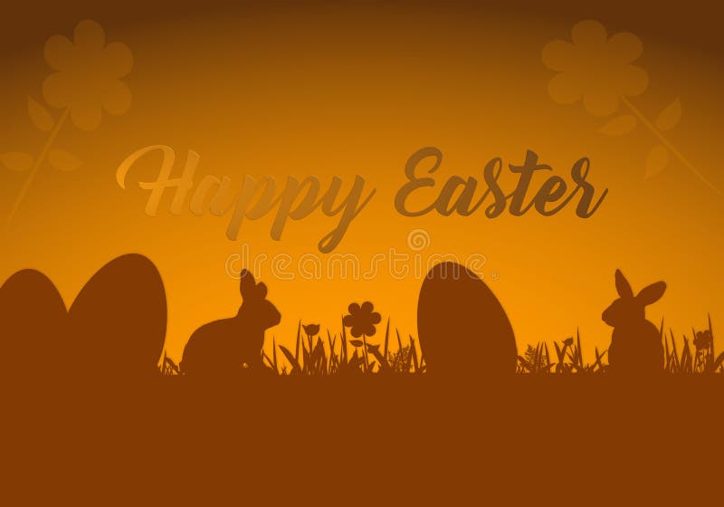 Easter Greeting Card with Eggs, Rabbits and Flowers. Stock Vector ...