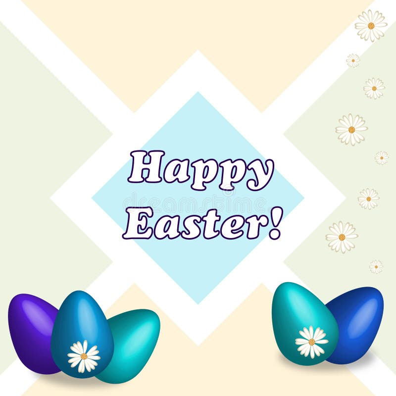 Happy Easter Card with Blue Eggs Illustration Stock Illustration ...